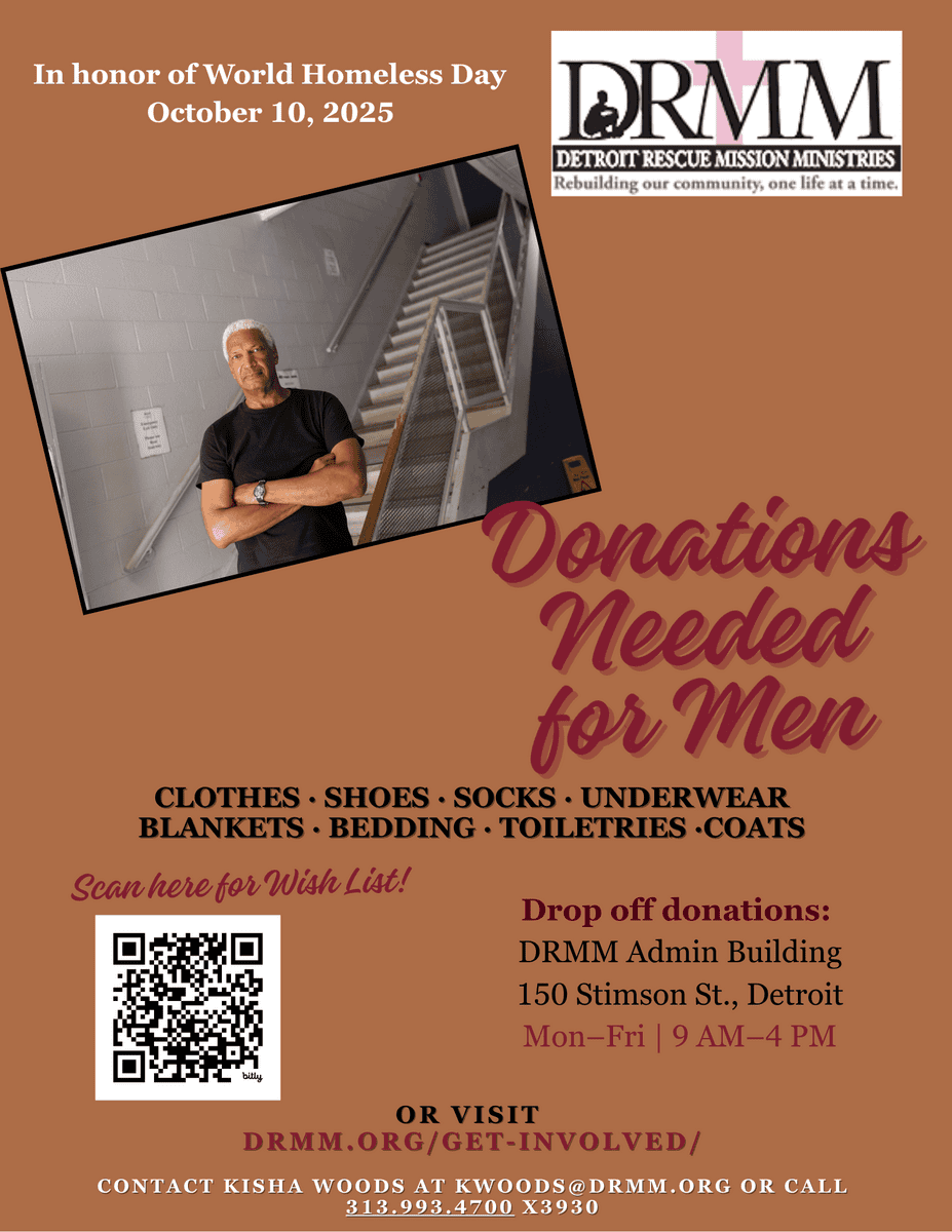 World Homeless Day: DRMM Hosts Donation Drive for Men - Detroit Rescue ...